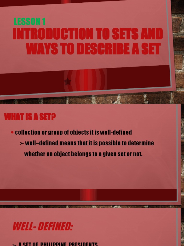 Lesson 1 - Introduction To Sets and Ways To Describe A Set | PDF