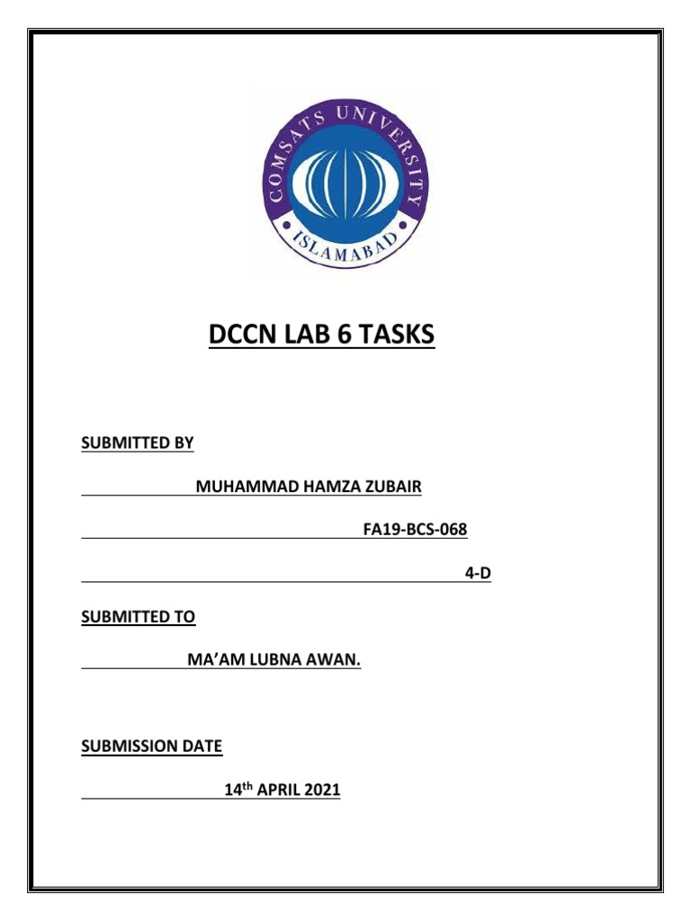 Fa19-Bcs-068 - 4D - DCCN Lab 6 Tasks | Download Free PDF | Client (Computing) | Internet ...