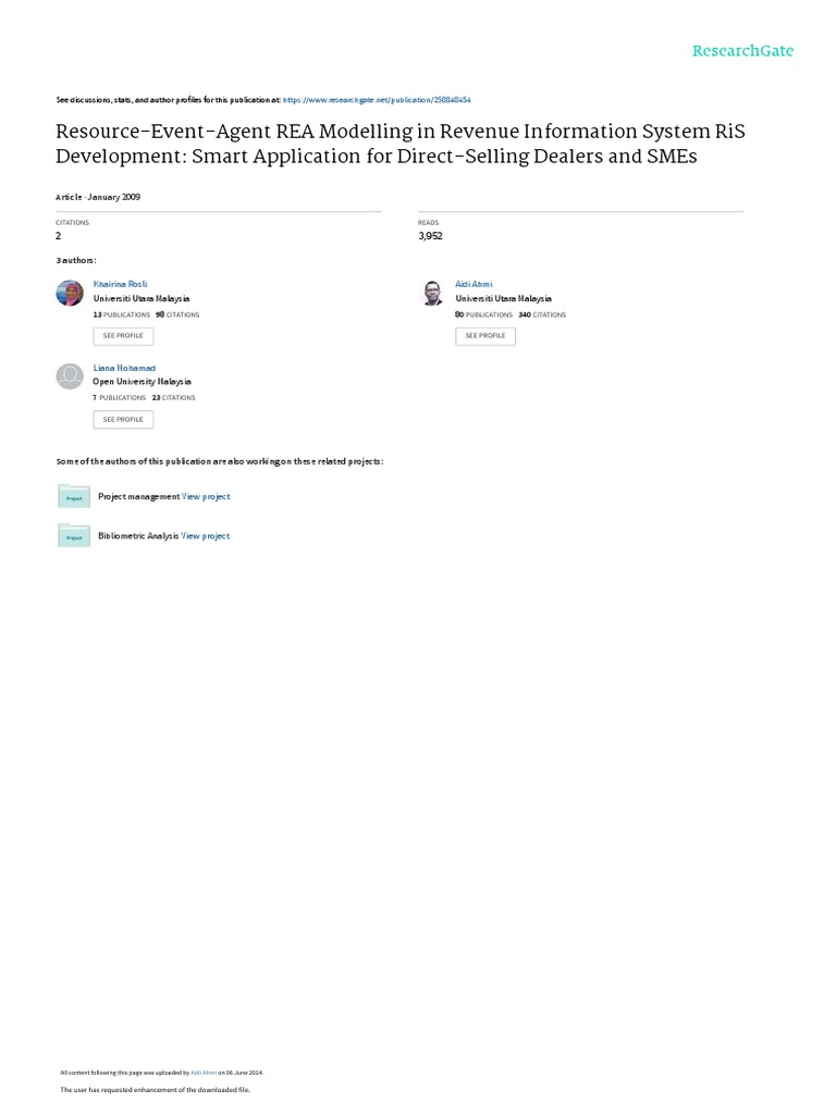 Resource-Event-Agent Rea Modelling in Revenue Information System Ris ...