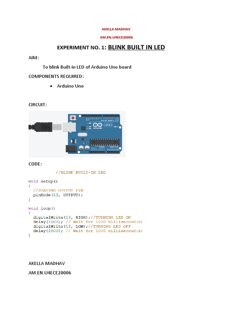 Blinking LED Experiments: Controlling Built-In and External LEDs Synchronously and ...