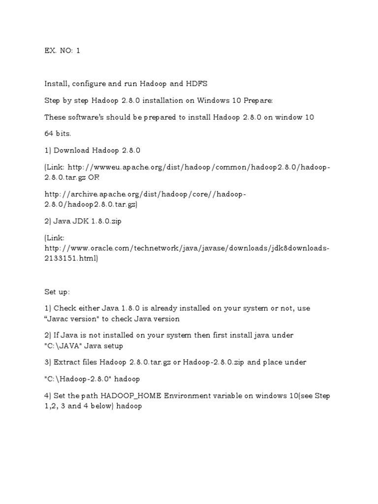 Installation of Hadoop in Windows10 | PDF | Apache Hadoop | Zip (File Format)