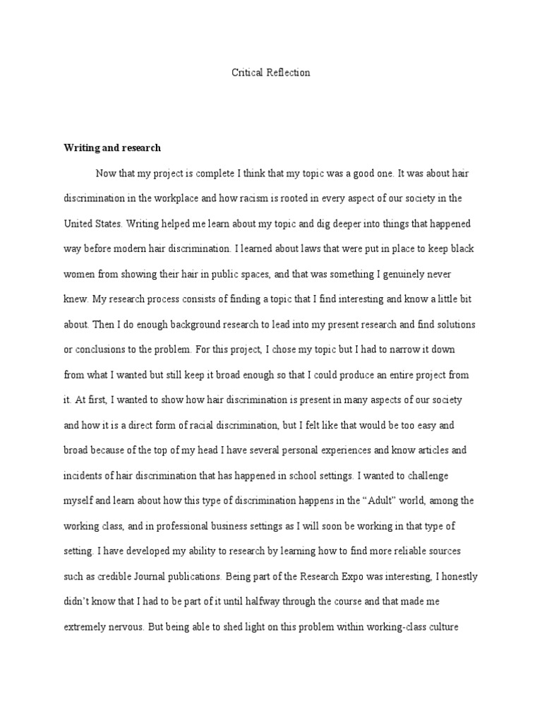 Kristina Gamble Critical Reflection | PDF | Field Research | Sustainability