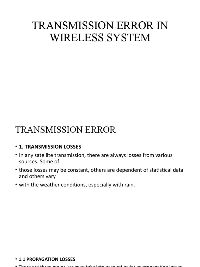 Wireless Transmission Error Analysis | PDF
