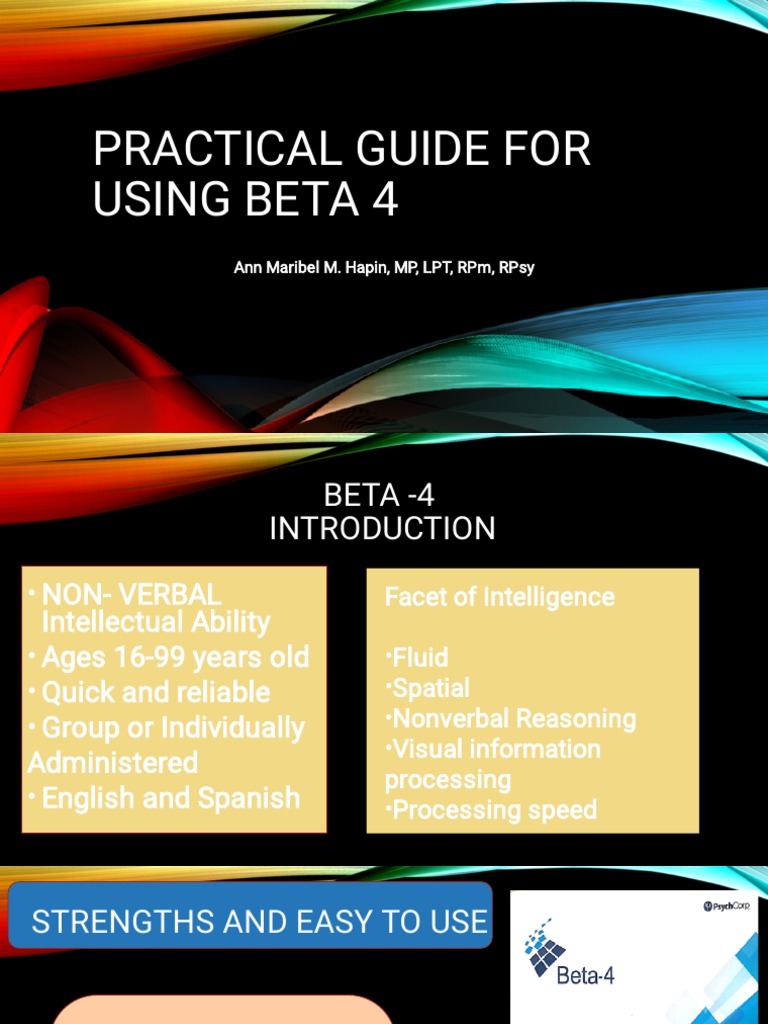 A Practical Guide in Administering and Scoring BETA IV Nonverbal IQ ...