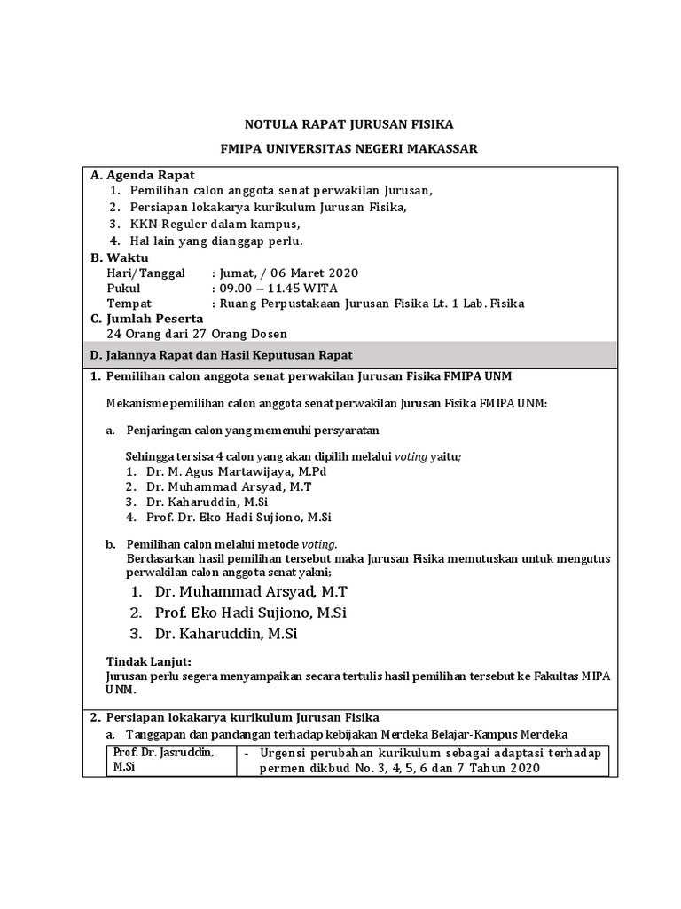 Contoh Notula Rapat | PDF