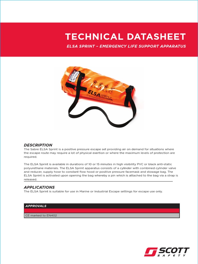 ELSA Sprint Emergency Escape Apparatus | PDF | Valve | Gases