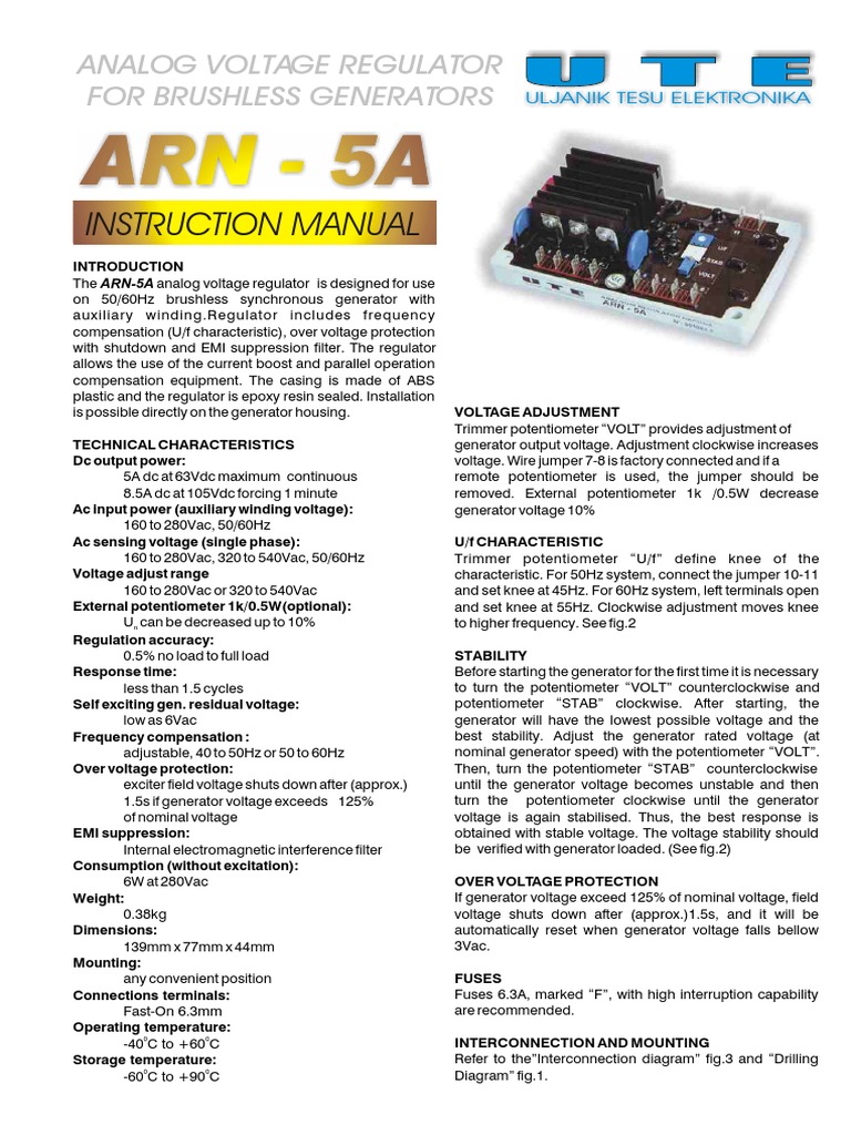 062 - ARN5A Manual | PDF | Electric Generator | Alternating Current