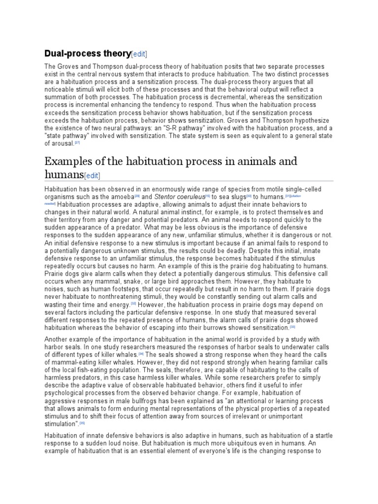 Examples of The Habituation Process in Animals and Humans | PDF | Brain ...