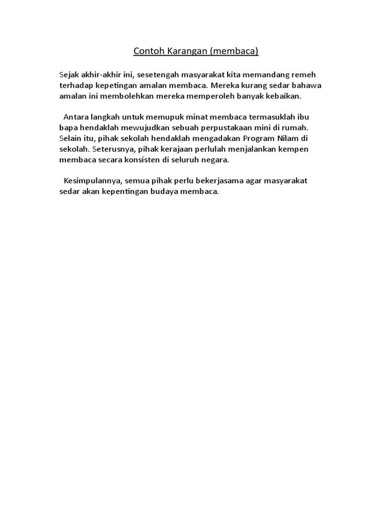 Contoh Karangan (Membaca) | PDF
