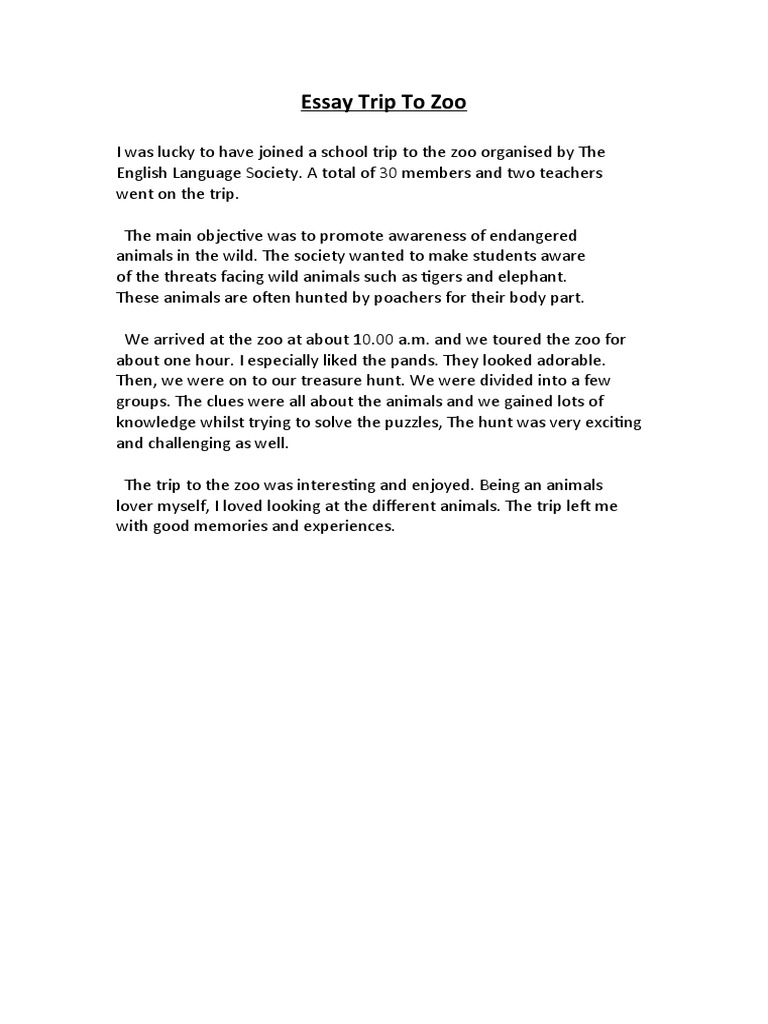 Essay Trip To Zoo | PDF