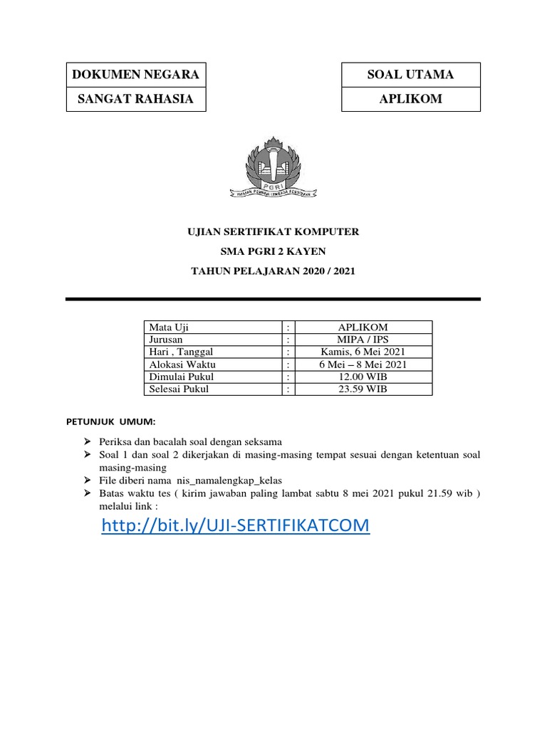 Soal Ujian Sertifikat Komputer Pdf
