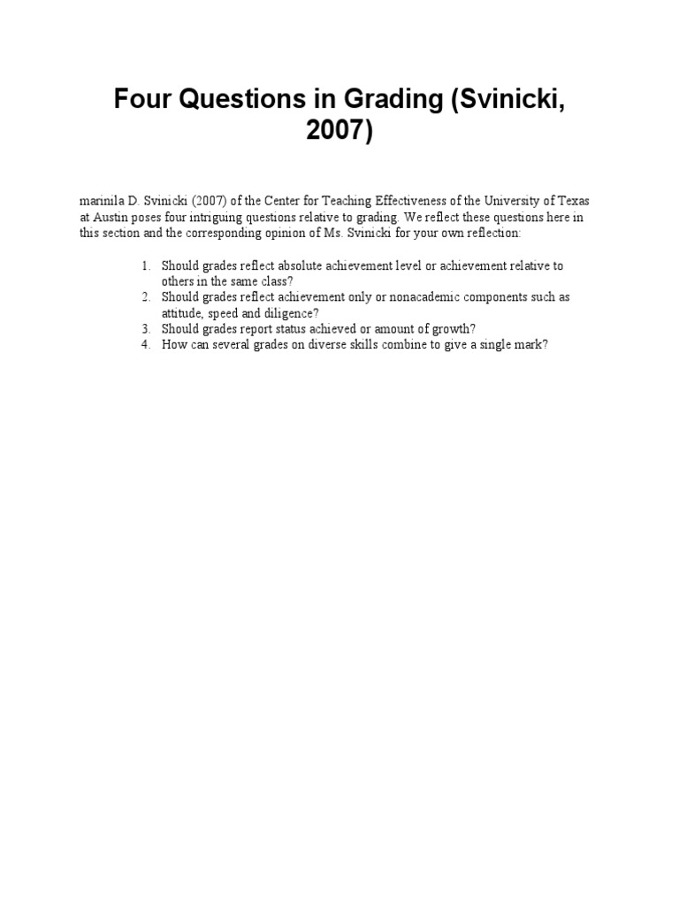 Four Questions in Grading | PDF | Career & Growth | Self-Improvement
