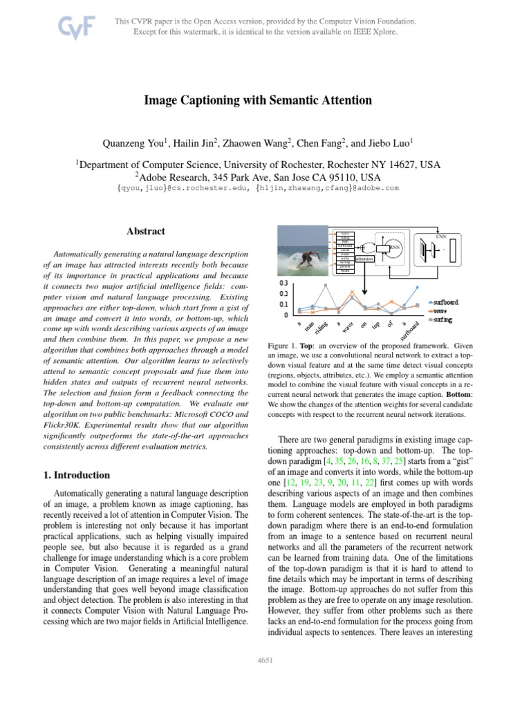 You Image Captioning With CVPR 2016 Paper | PDF | Attention | Computer Vision