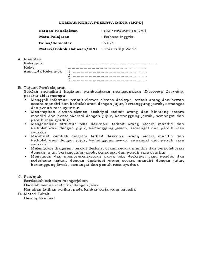 LKPD Descriptive | PDF