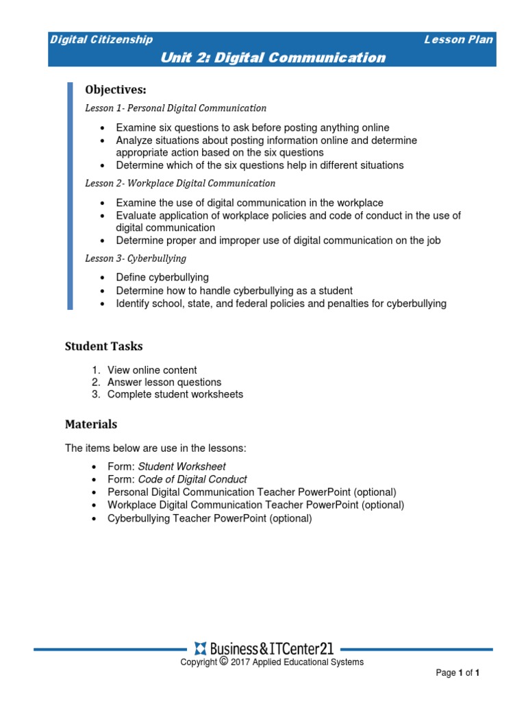 Unit 2: Digital Communication: Objectives | PDF