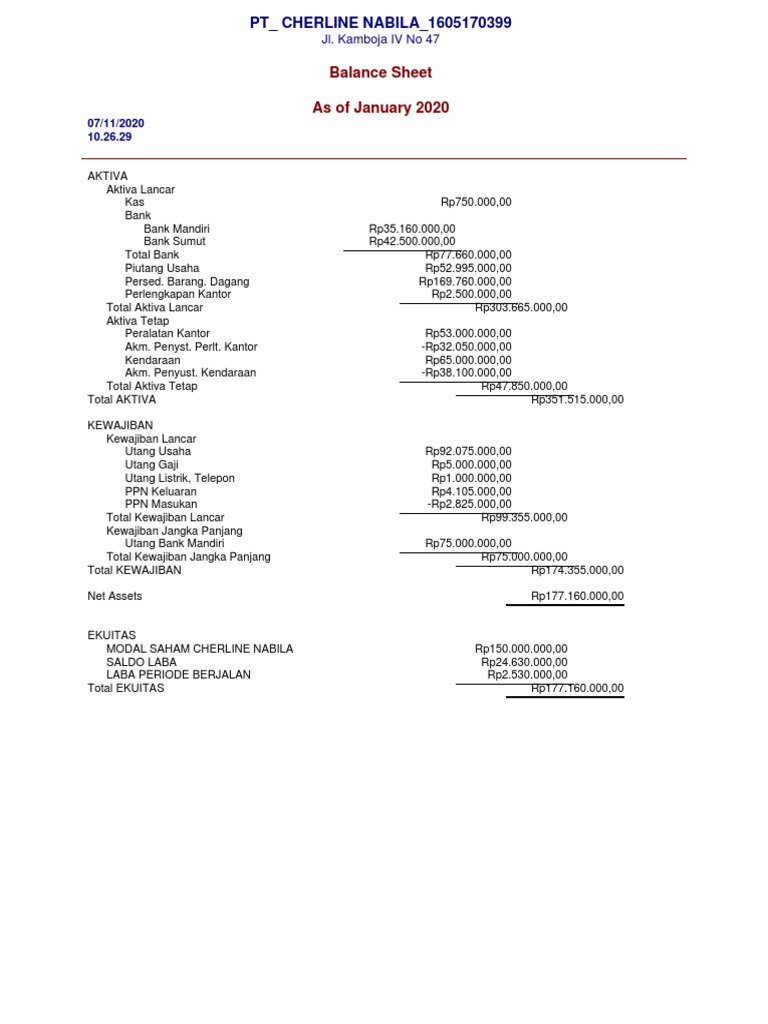 Standard Balance Sheet Neraca | PDF | Balance Sheet | Financial Accounting