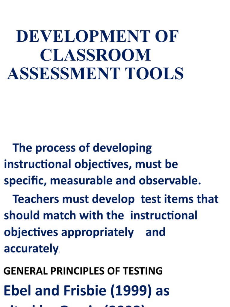 Developing Classroom Assessment Tools Pdf Educational Assessment