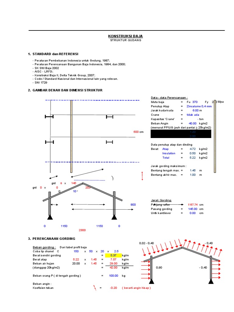 Perhitungan Gording, Rafter, Dan Kolom GHGH | PDF
