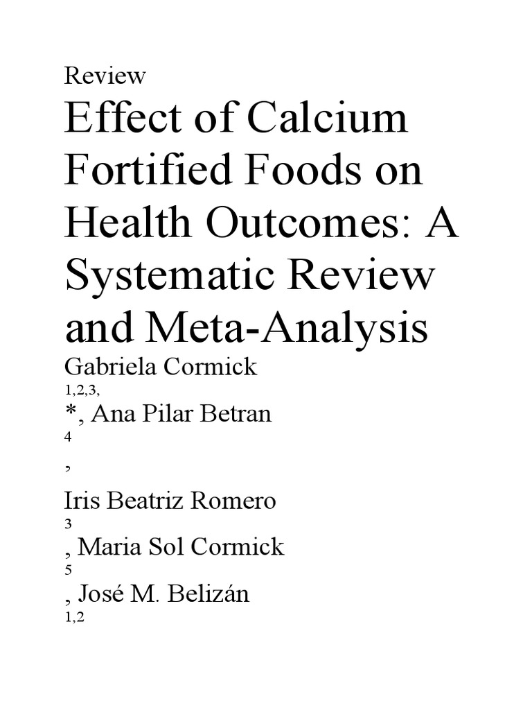Review Effect of Calcium Fortified Foods On Health | PDF | Dietary ...