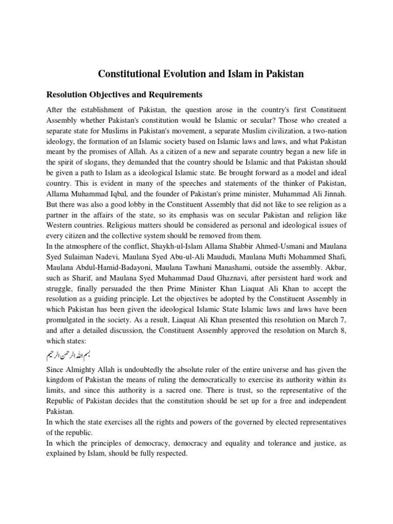 Constitutional Evolution and Islam in Pakistan | PDF | Pakistan ...