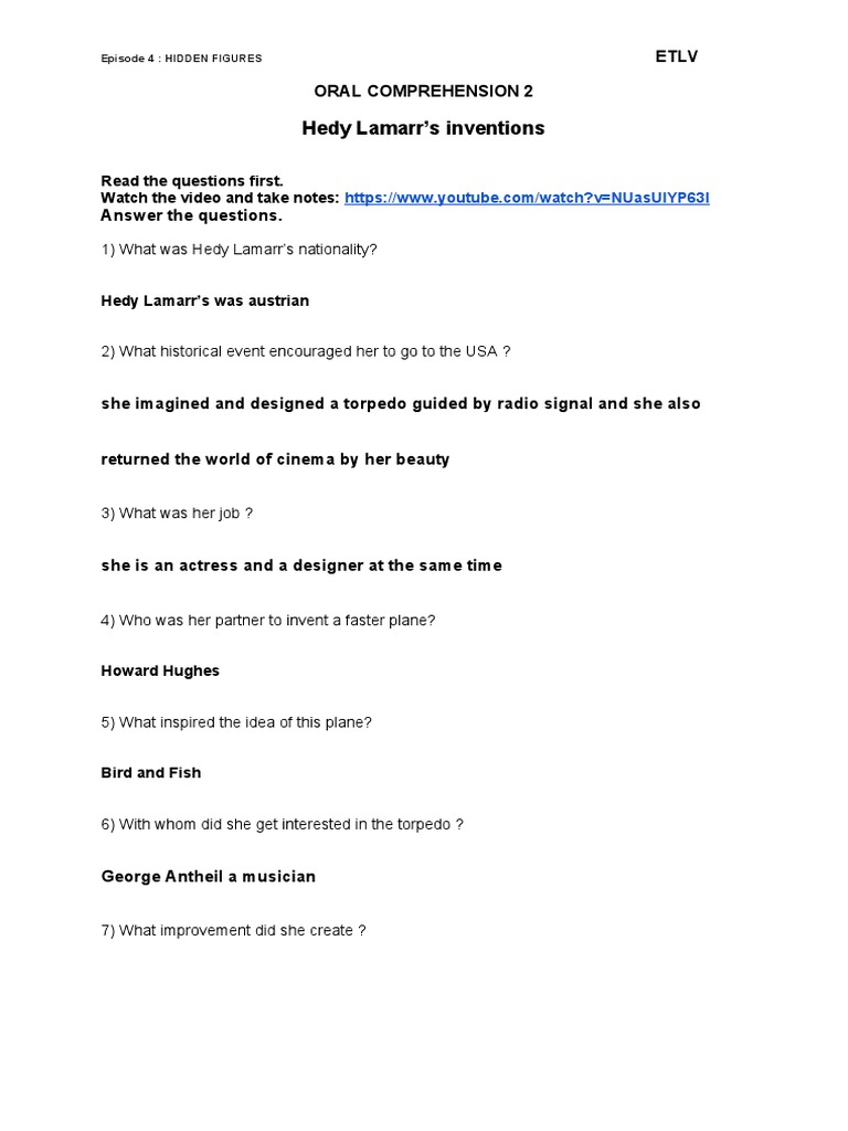 Hedy LAMARR Worksheet | PDF