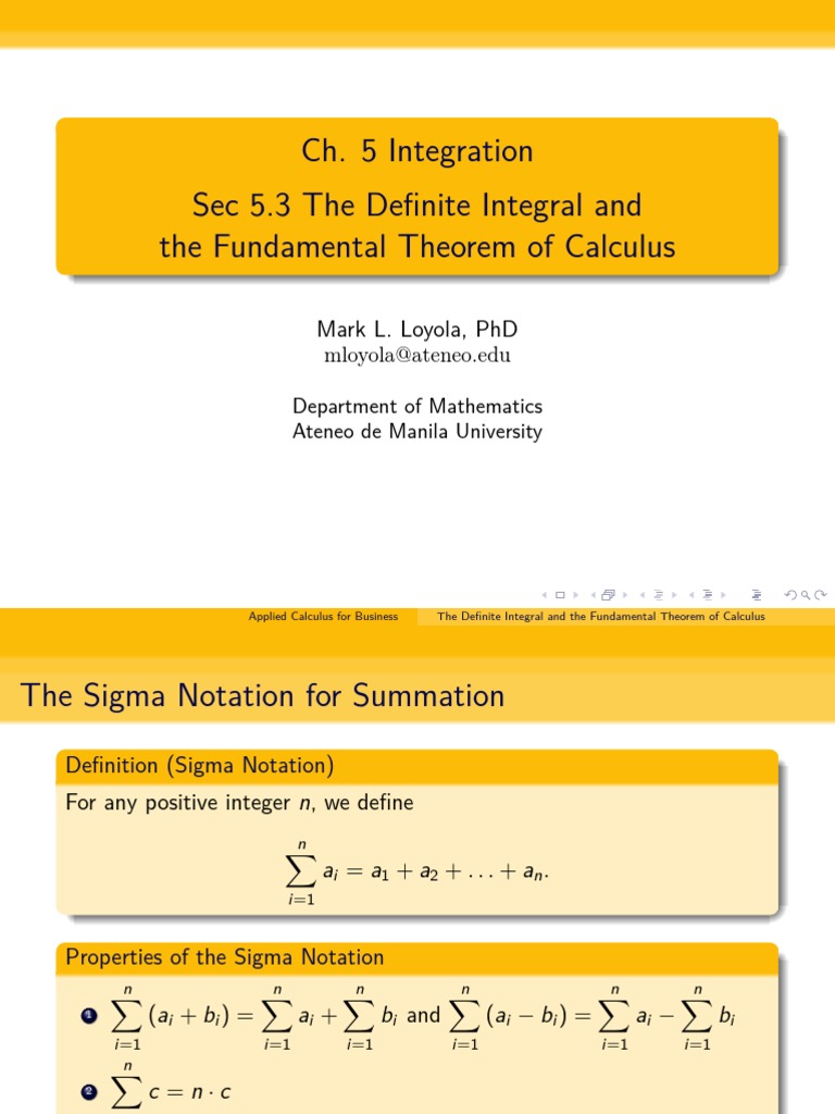 5.3 The Definite Integral and The Fundamental Theorem of Calculus | PDF ...