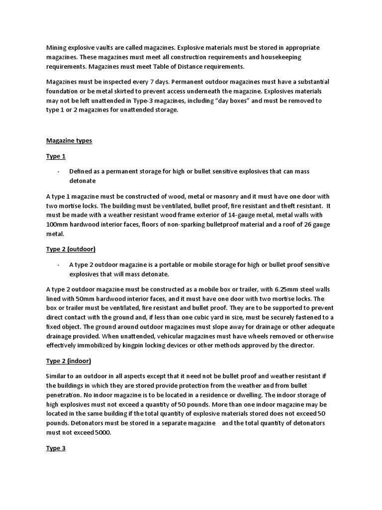 Design of Mining Explosive Vaults | PDF | Framing (Construction ...