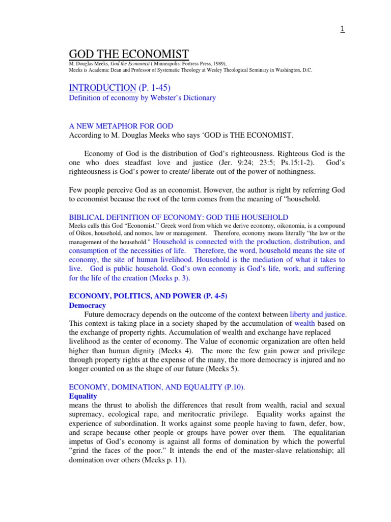 God The Economist: Economy, Politics, and Power (P. 4-5) Democracy ...