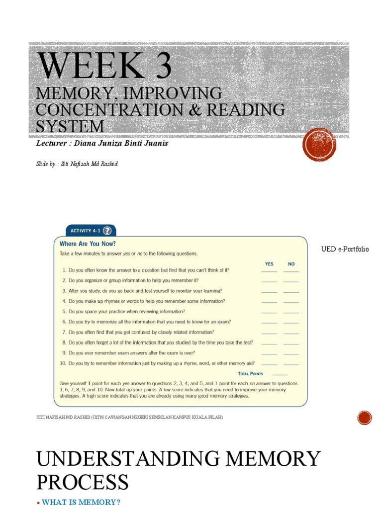 Memory, Improving Concentration and Reading System | PDF | Long Term ...