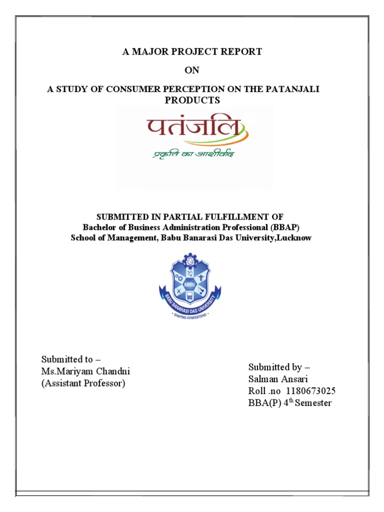 Patanjali Field Study Project | PDF | Consumer Behaviour | Research Design