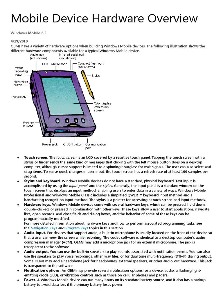 Mobile Device Hardware Overview | PDF