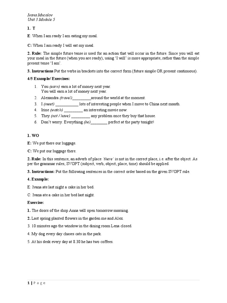 Unit3Module5 Assignment Redo Ivana Mucalov | PDF | Verb | English Language