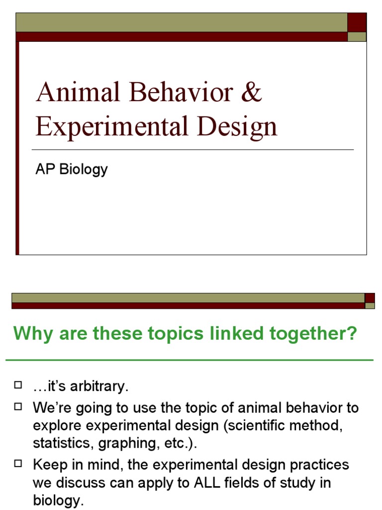 Animal Behavior & Experimental Design: AP Biology | PDF | Classical ...