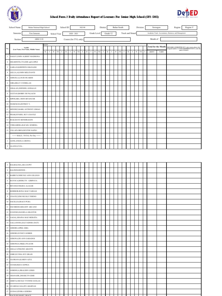 School Form 2 (SF 2) | PDF | Policy | Interpersonal Relationships