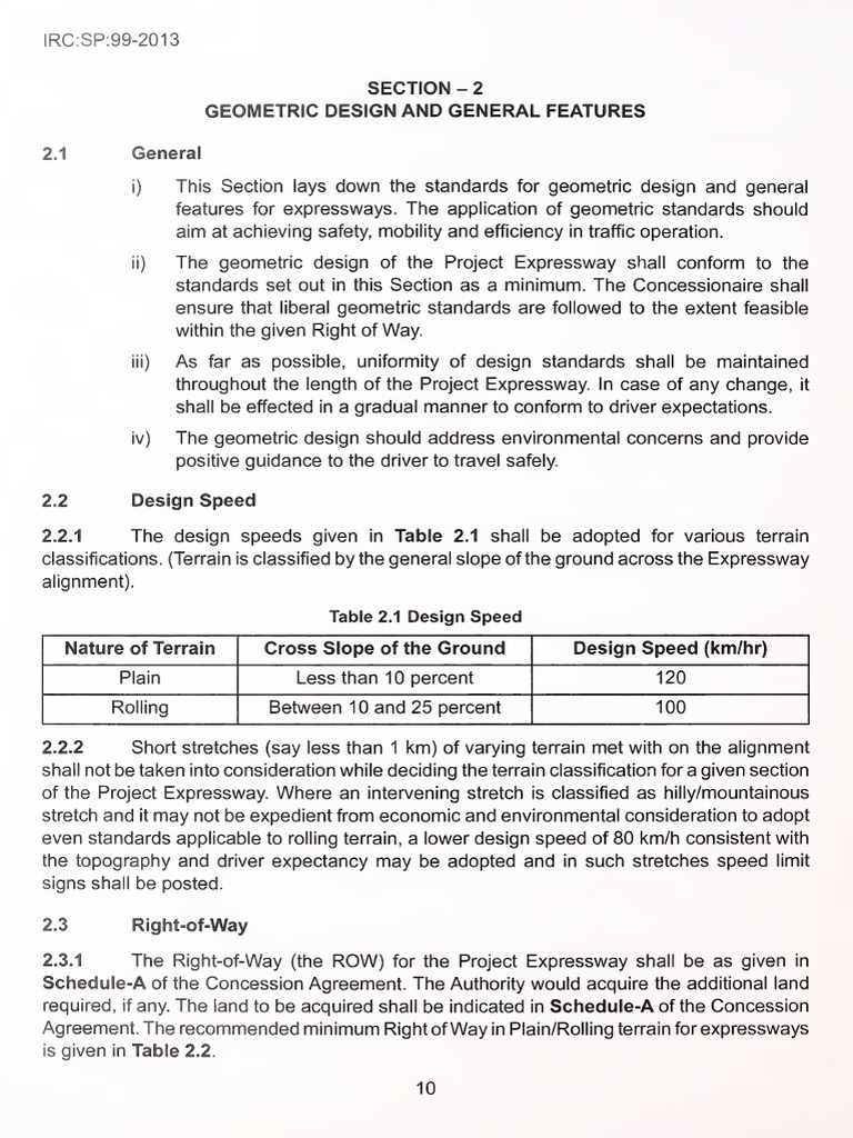 IRC SP 99-Section 2 | PDF | Controlled Access Highway | Road
