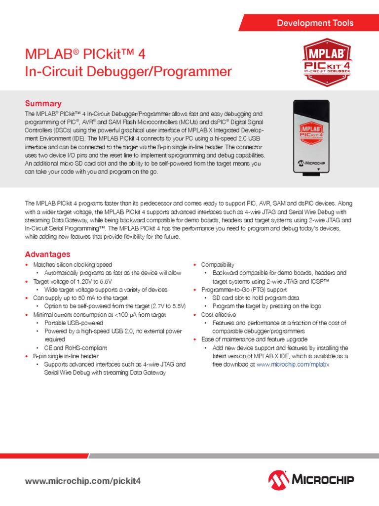 Mplab Pickit™ 4 In-Circuit Debugger/Programmer: Development Tools | PDF ...