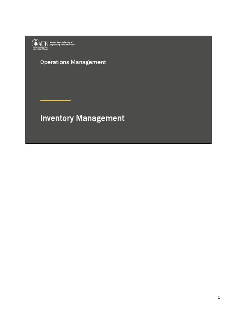 Inventory Annotated | PDF | Inventory | Operations Management