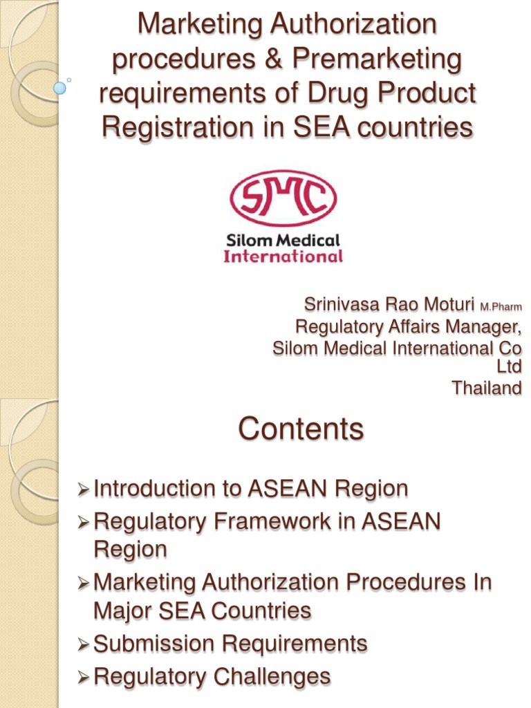 Marketing Authorization Procedures & Premarketing Requirements of Drug ...