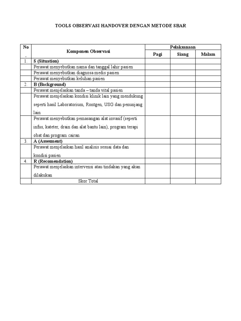Handover Tools Observasi | PDF