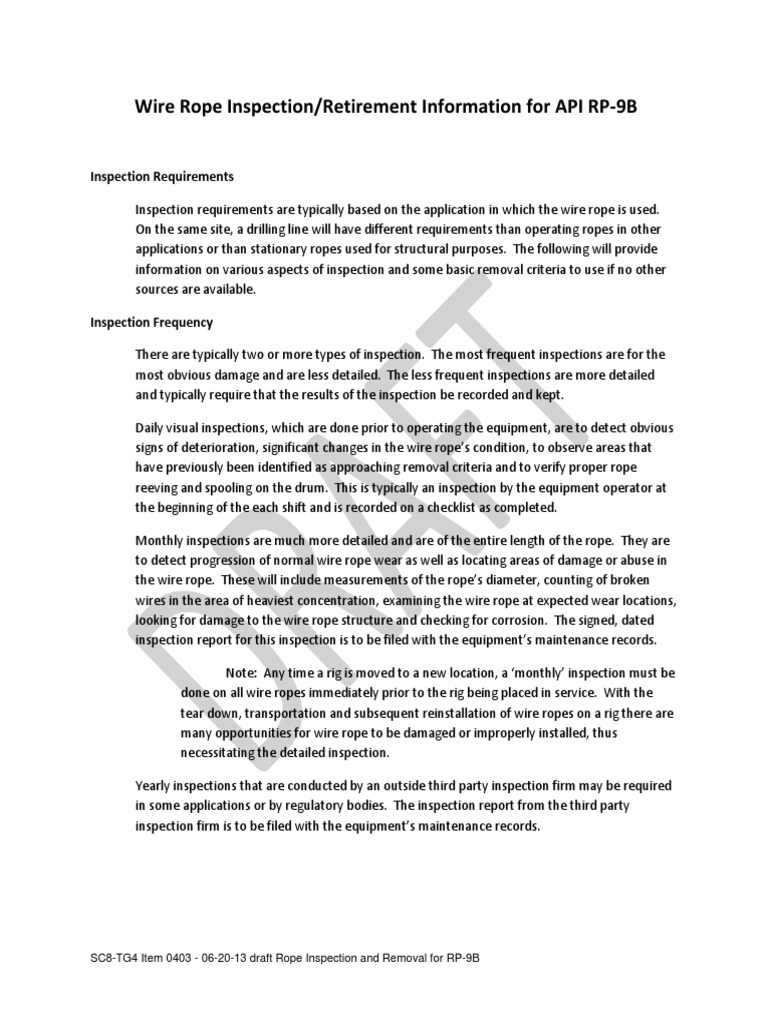 API RP-9B Draft | PDF | Wire | Rope