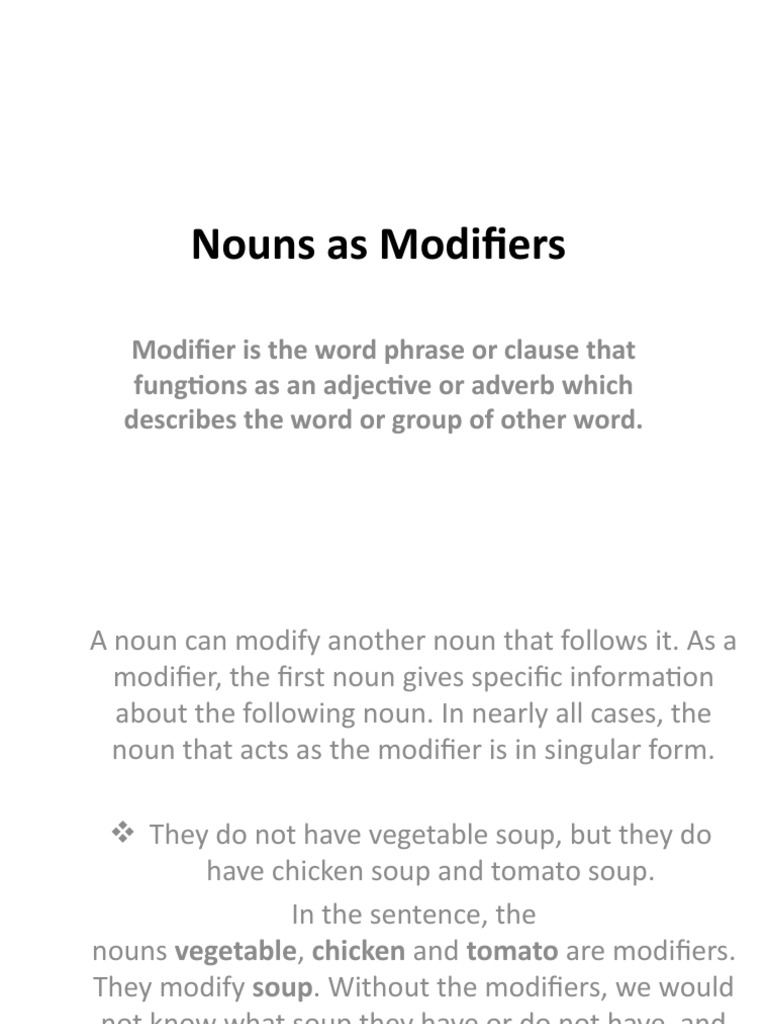 Nouns As Modifiers | Download Free PDF | Noun | Adjective