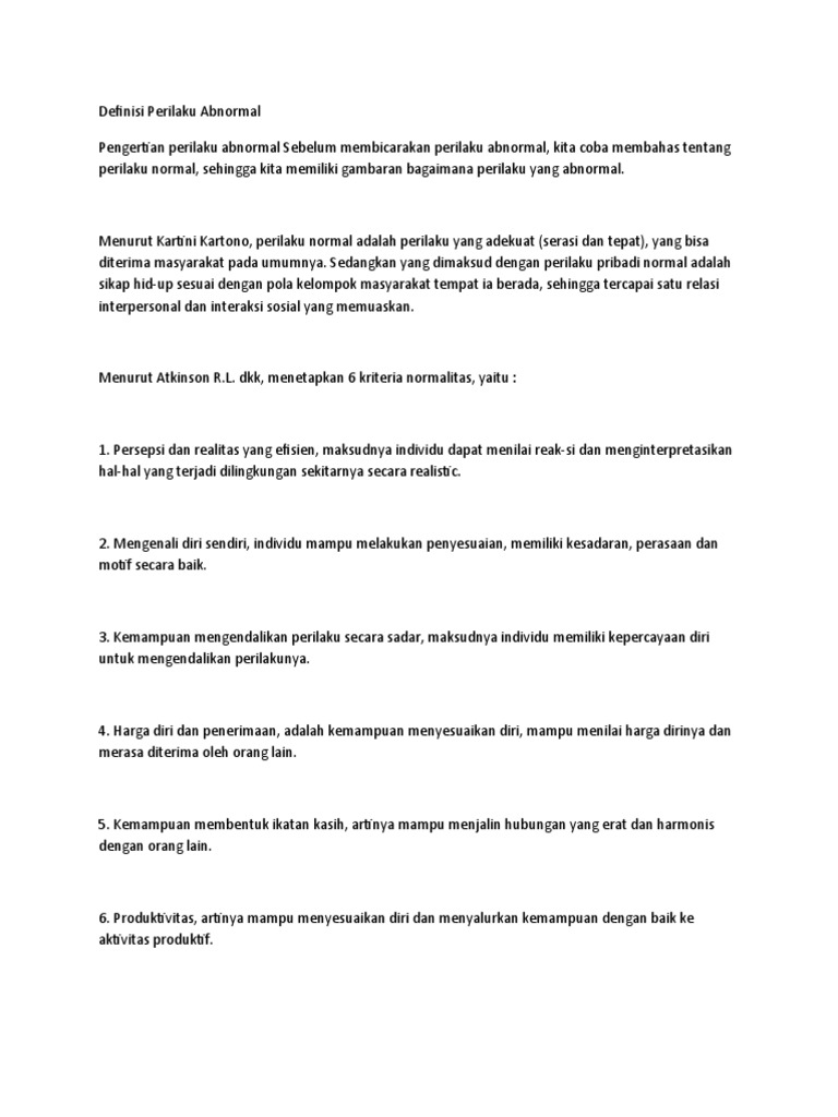Definisi Perilaku Abnormal 11 | PDF | Pengembangan Diri | Gaya Hidup