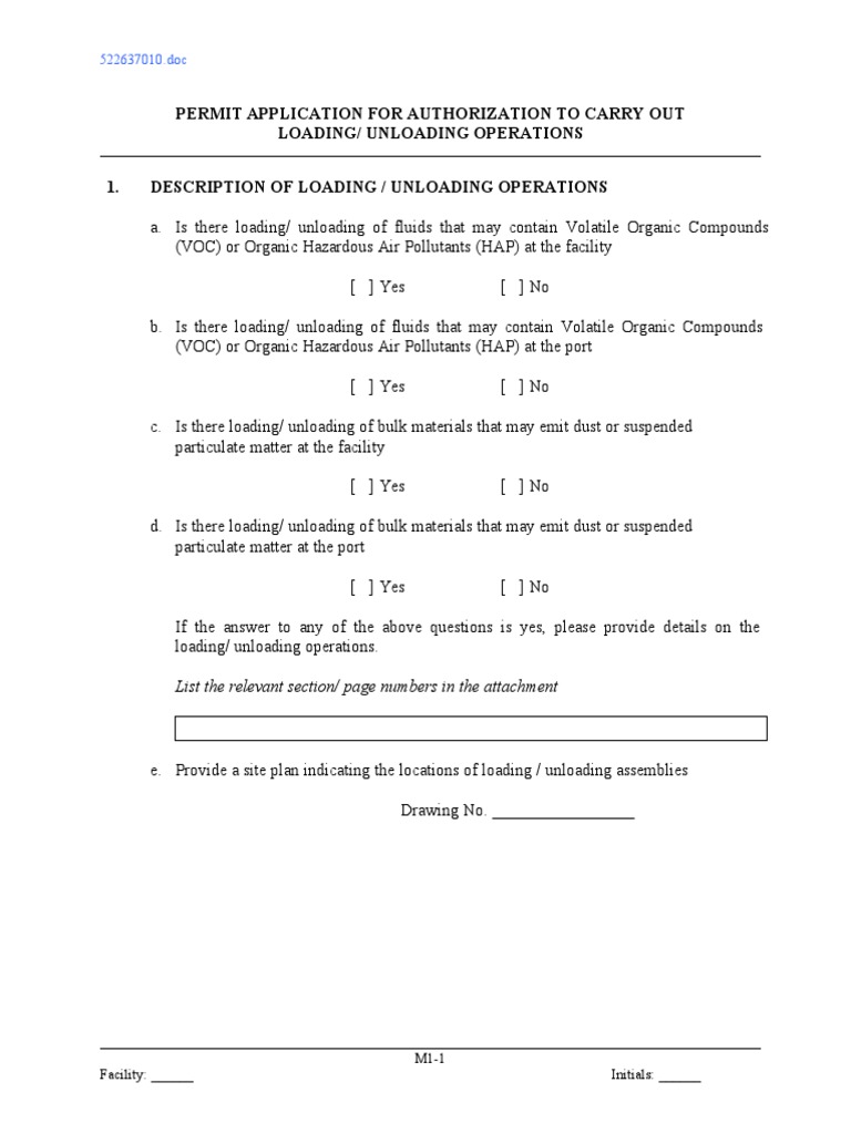Permit Application for Loading Operations | PDF | Volatile Organic ...