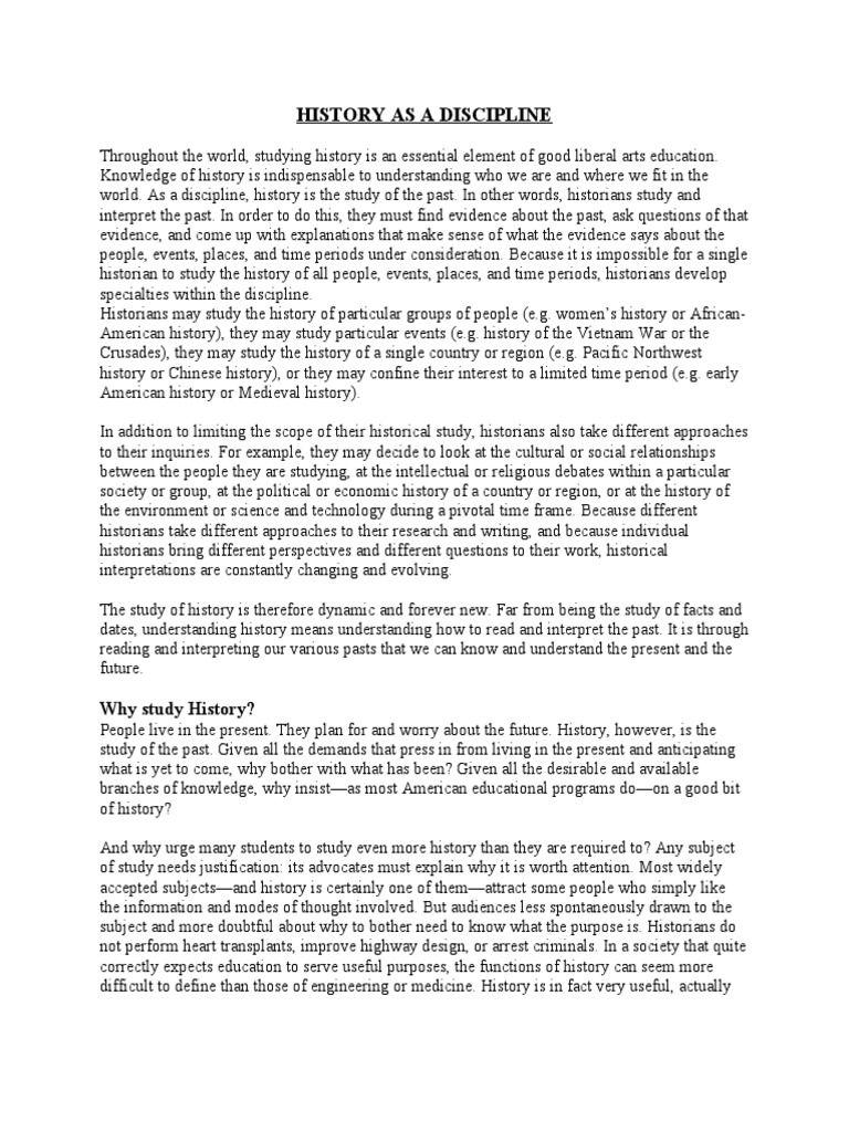 Understanding History as a Discipline | PDF | Historian | Human Nature