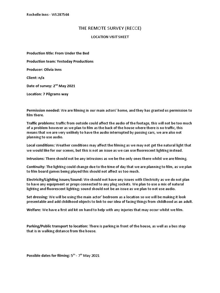 Recce Template - 7pw | PDF