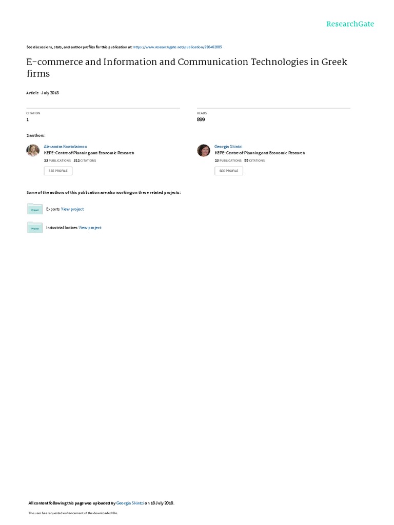 E Commerce and Information and Communication Technologies in Greek ...