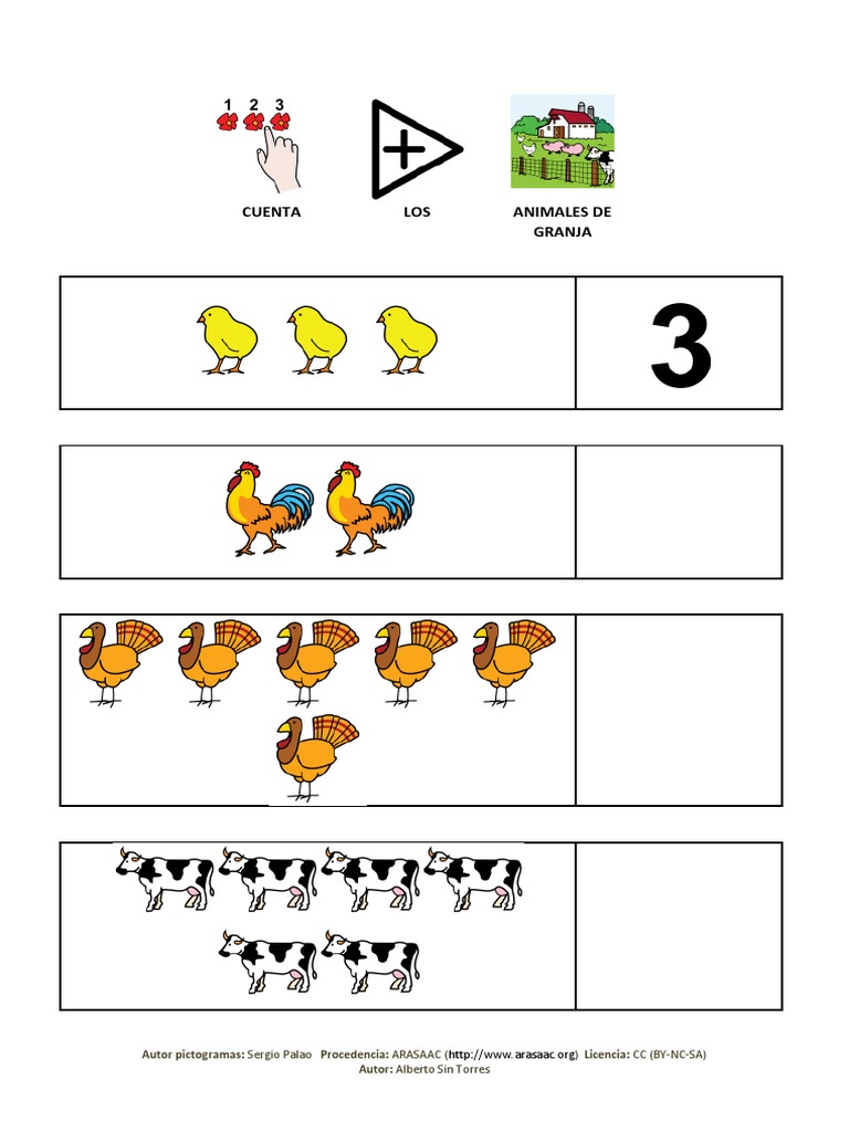 Numeracion Animales Granja | PDF