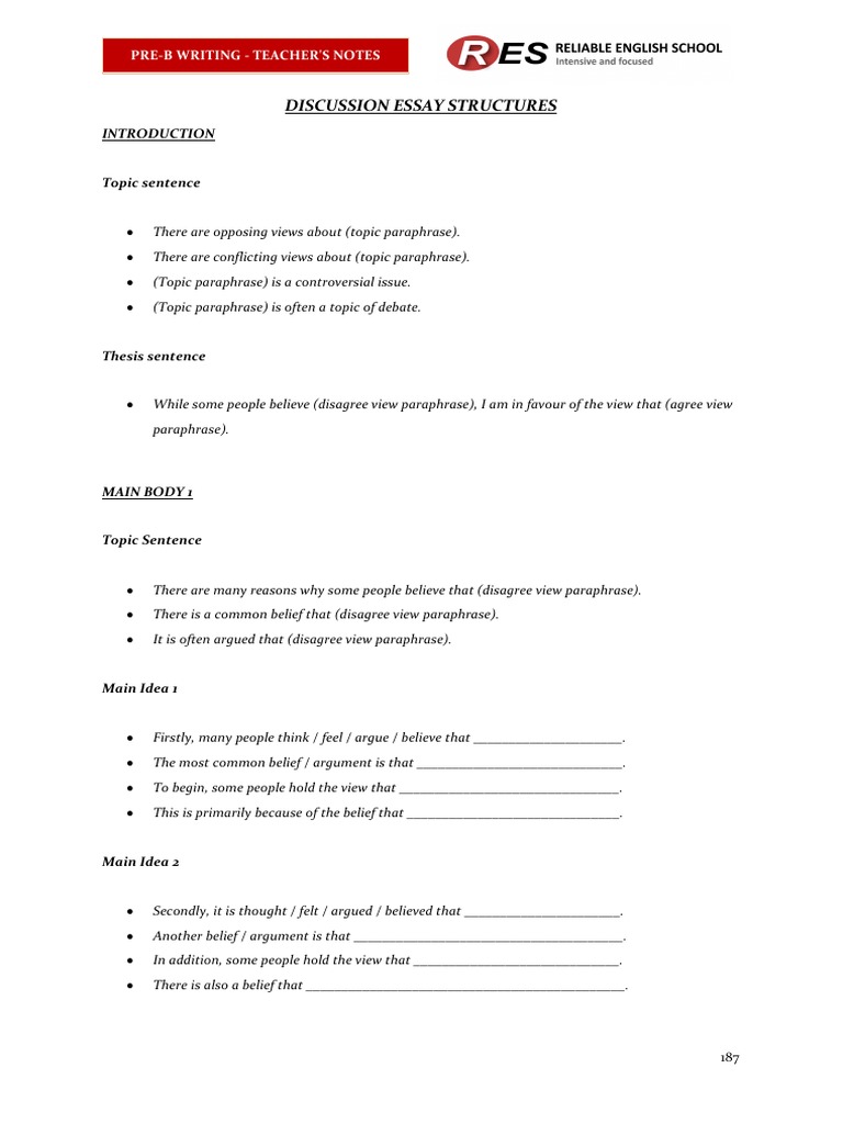 Discussion Essay Structure | PDF | Essays | Argument