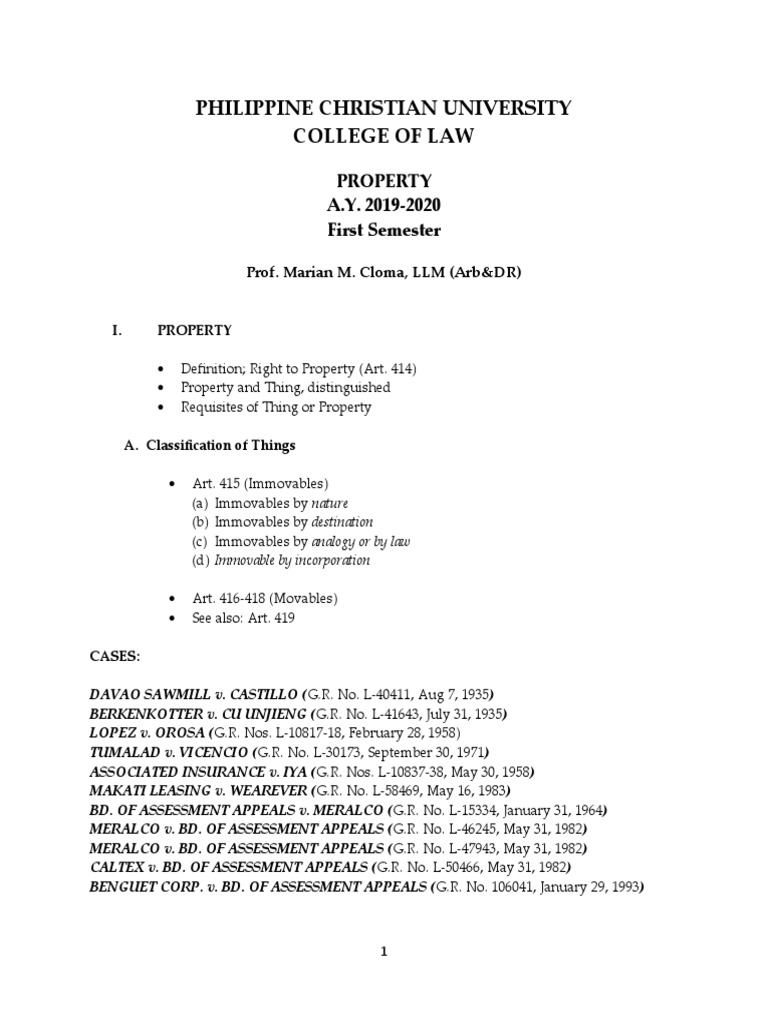 Property Syllabus (2019-2020) | PDF | Ownership | Property