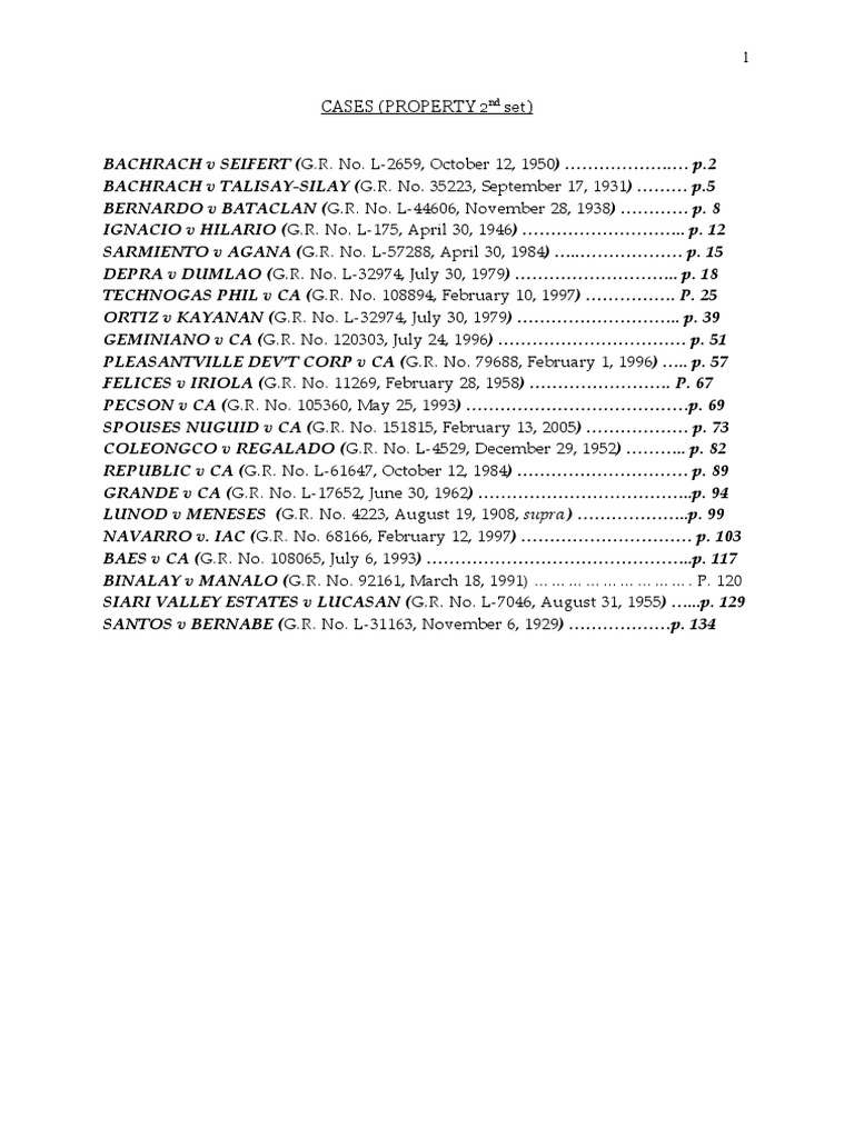 Property Law Cases: Bachrach Decisions | PDF | Dividend | Judgment (Law)